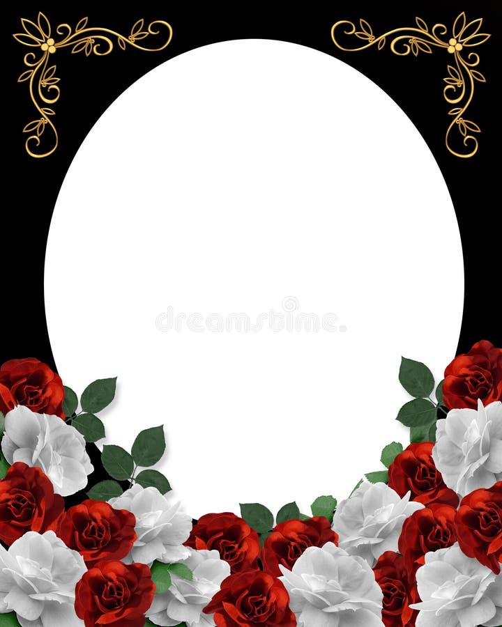 Red Roses Border Wedding Invitation Stock Illustration - Illustration ...