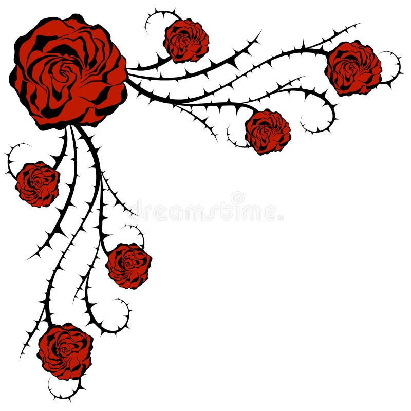 Roses and Bush. Corner Floral Vector Element. Stock Vector ...
