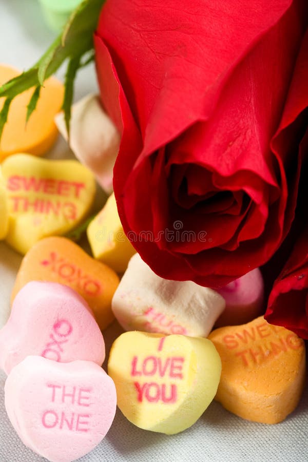 Roses and Candy Hearts stock image. Image of valentine - 12467069
