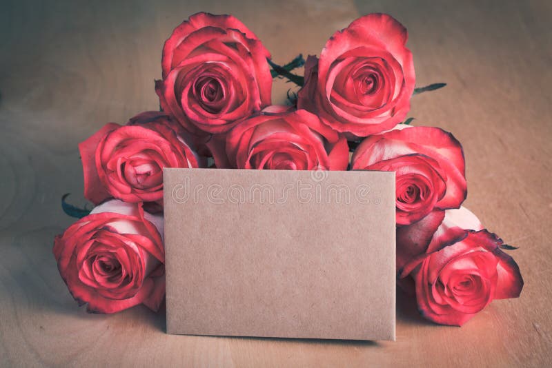Roses and card stock photo. Image of holiday, beautiful - 56620888