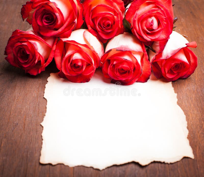 Roses and card stock image. Image of love, ragged, invitation - 36695999