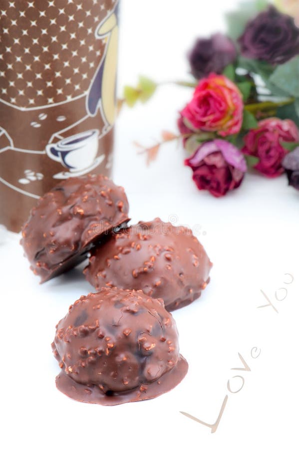 Roses and Chocolate Coffee Sweet Menu for Love Stock Photo - Image of ...