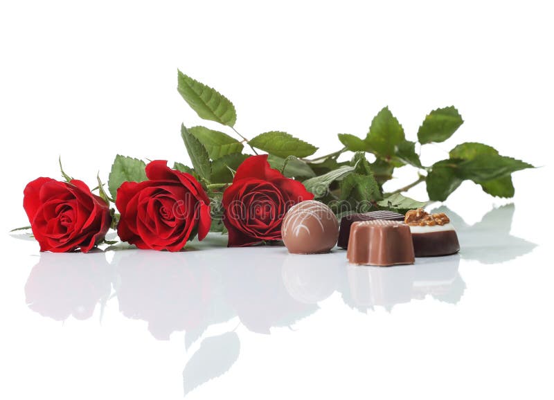 Red Roses And Chocolate Candy. Gift Box. Heart. Love Stock Image ...