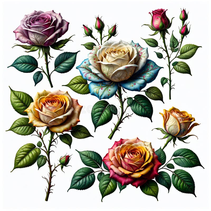 Roses Clipart Bundle, Featuring Detailed Roses Pack, Sublimation ...