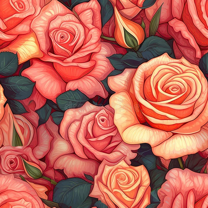 Roses Closeup, Background. Seamless Background. Generative AI Stock ...