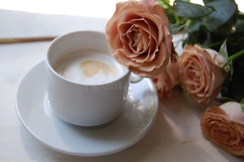 Roses and coffee stock photo. Image of happiness, life - 88754470