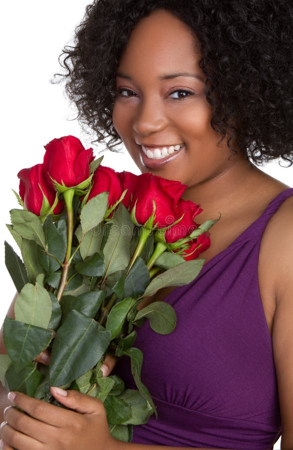 Roses de fixation de fille photo stock. Image du afro - 12716668