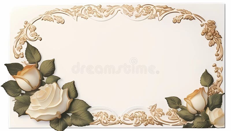 Roses on Decorated Edges, Made with Generative AI Stock Illustration ...