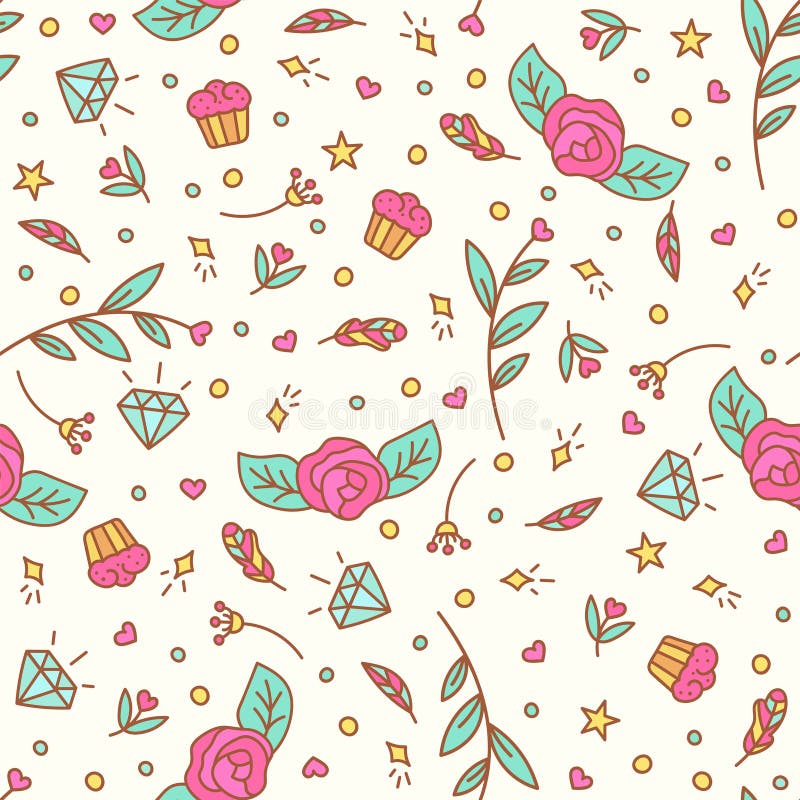 The Roses and Diamond Seamless Pattern. Stock Vector - Illustration of ...