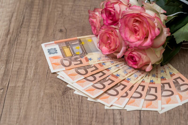 Roses with euro stock photo. Image of beautiful, valentine - 109283774