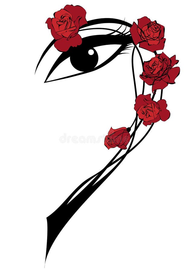 Roses and eye stock vector. Illustration of allegory - 42971685