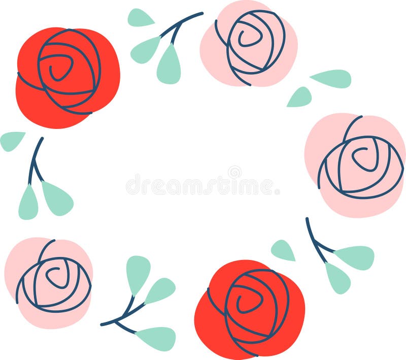 Roses Floral Round Frame stock vector. Illustration of vintage - 306218920