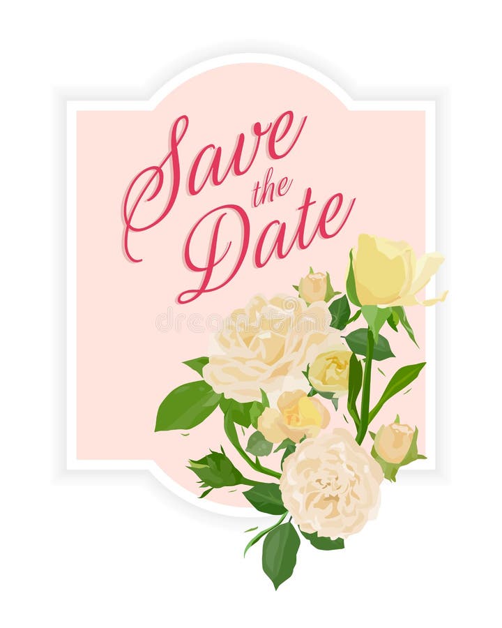 Roses Flower with Frame, Save the Date. Stock Illustration ...