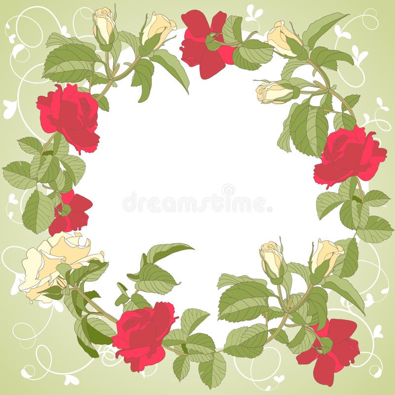 Vintage Calligraphic Frame with Pink Roses. Vector Stock Vector ...