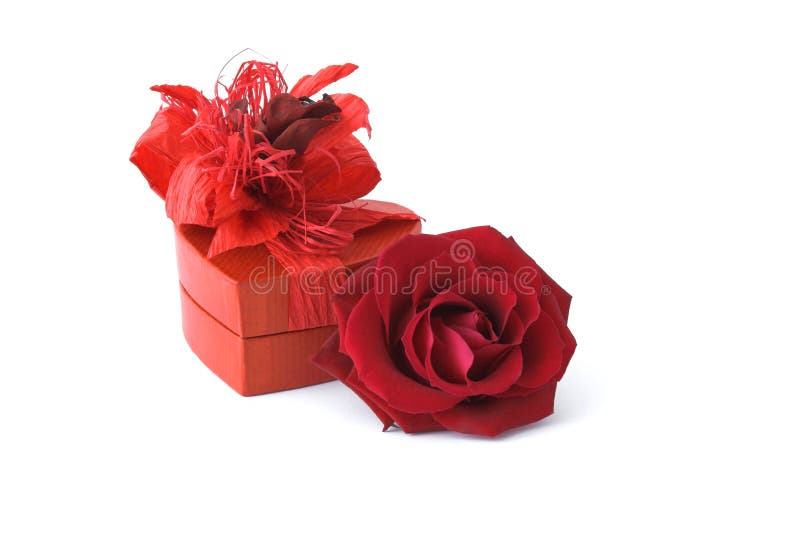 Red Gift Box with Pink Roses Stock Image - Image of heart, passion: 3920173