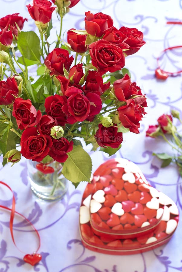Roses and Gifts in Valentine Day Stock Image - Image of celebrate ...