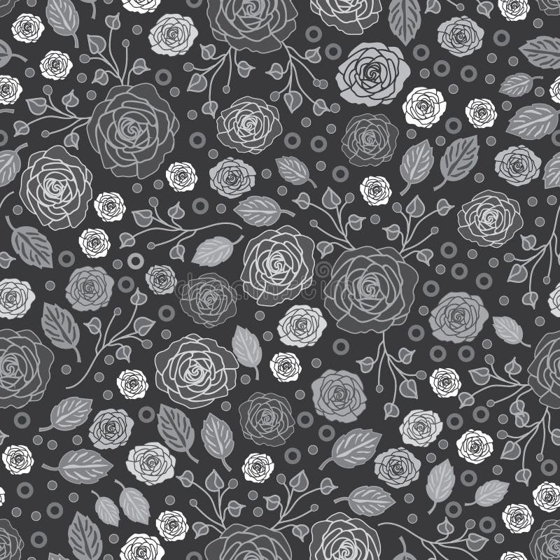 Roses in Grey-Flowers in Bloom Seamless Repeat Pattern Background in ...
