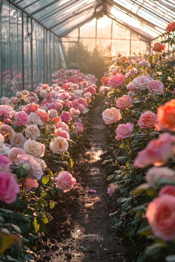 Roses Grow in a Greenhouse. Selective Focus Stock Image - Image of ...