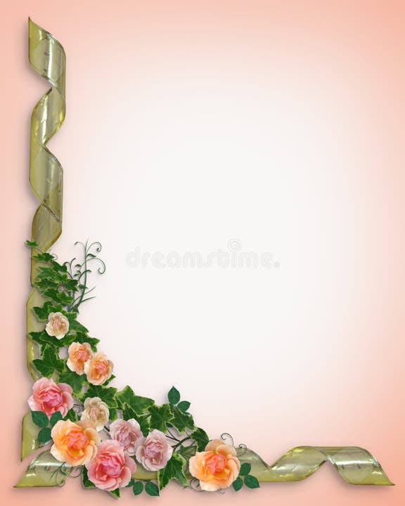 Roses and Ivy Border Invitation Stock Illustration - Illustration of ...