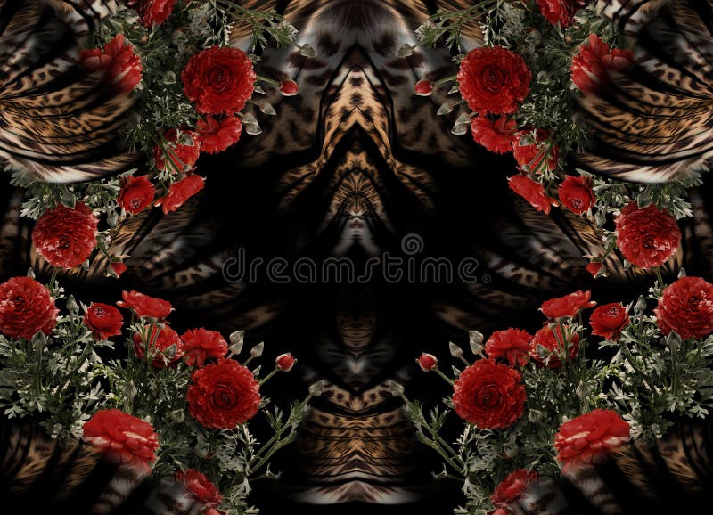 Roses and Leopard Skin Background Stock Illustration - Illustration of ...