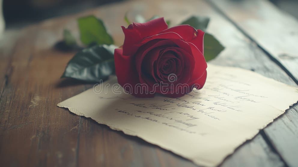 Roses Lie Atop Cursive Writing on Paper Stock Photo - Image of floral ...
