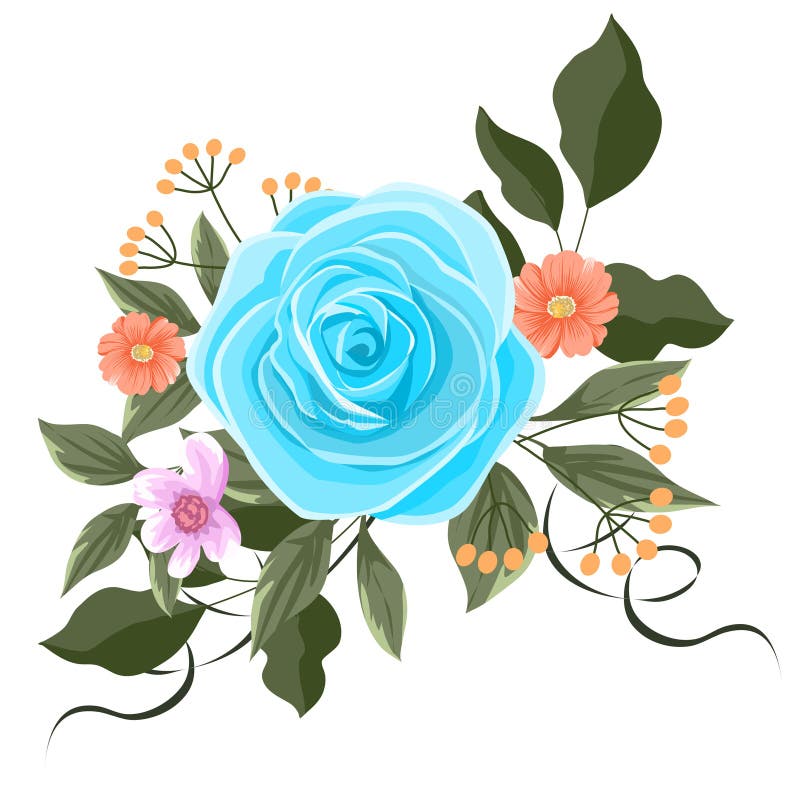 Roses Light Blue and Flowers Vector for Decoration , Wedding Card ...