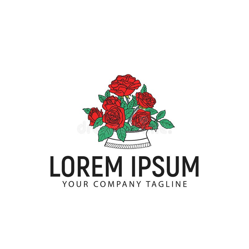 Roses Logo Design Concept Template Stock Vector - Illustration of ...
