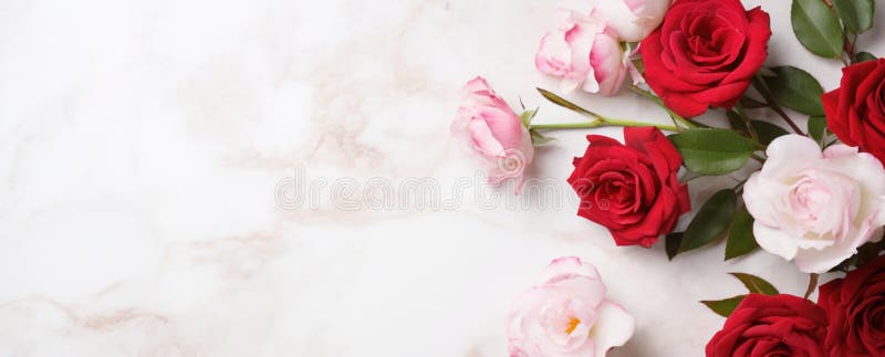 Roses on Marble with Copy Space. Generative Ai Stock Illustration ...