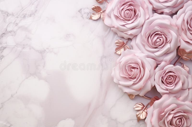 Roses on Marble with Copy Space. Generative Ai Stock Illustration ...