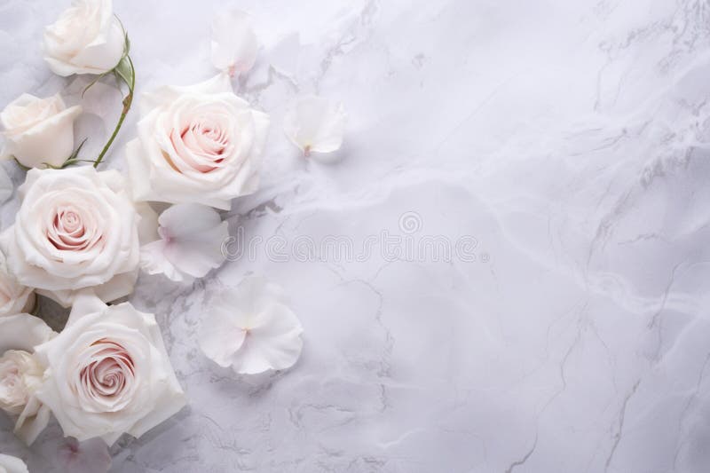 Roses on Marble with Copy Space. Generative Ai Stock Illustration ...