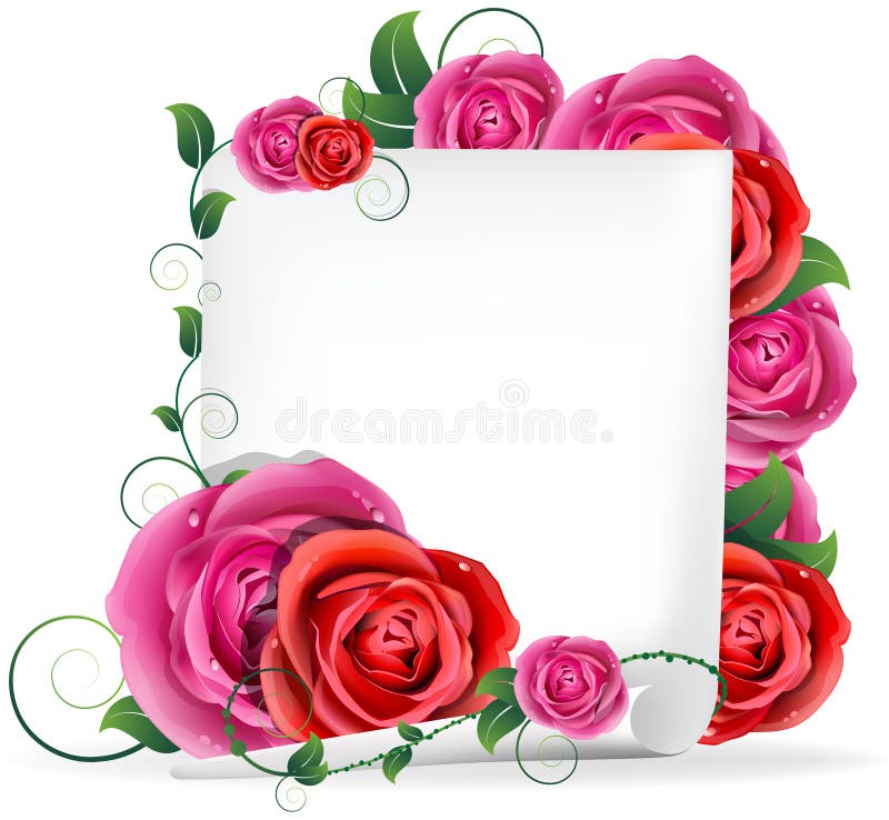 Roses and paper stock vector. Illustration of pattern - 28762139