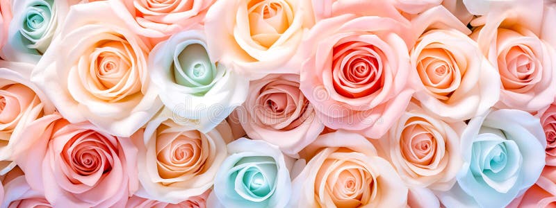Roses in Pastel Colors, Wallpaper and Background, Banner Stock ...