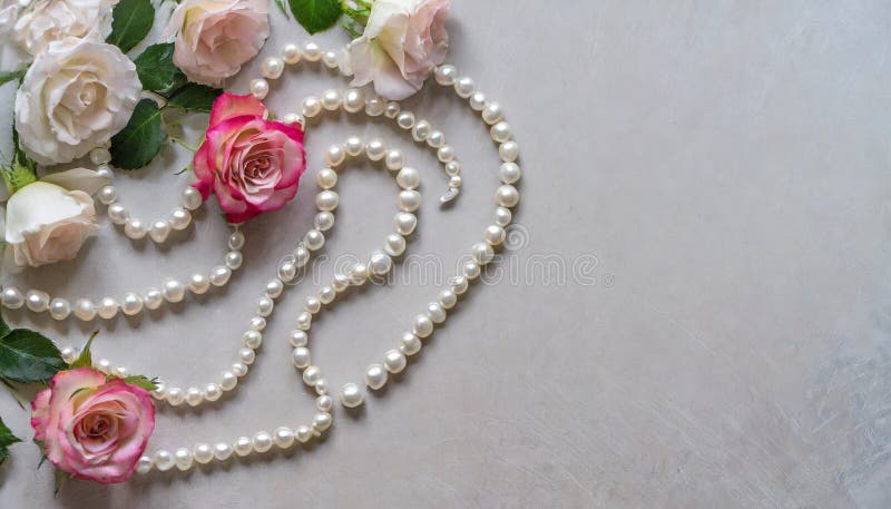 Roses and Pearls Background Stock Illustration - Illustration of blur ...
