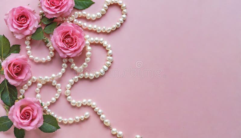 Roses and Pearls Background Stock Photo - Image of frame, glitter ...