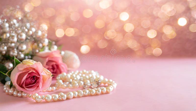 Roses and Pearls Background Stock Image - Image of celebration, card ...