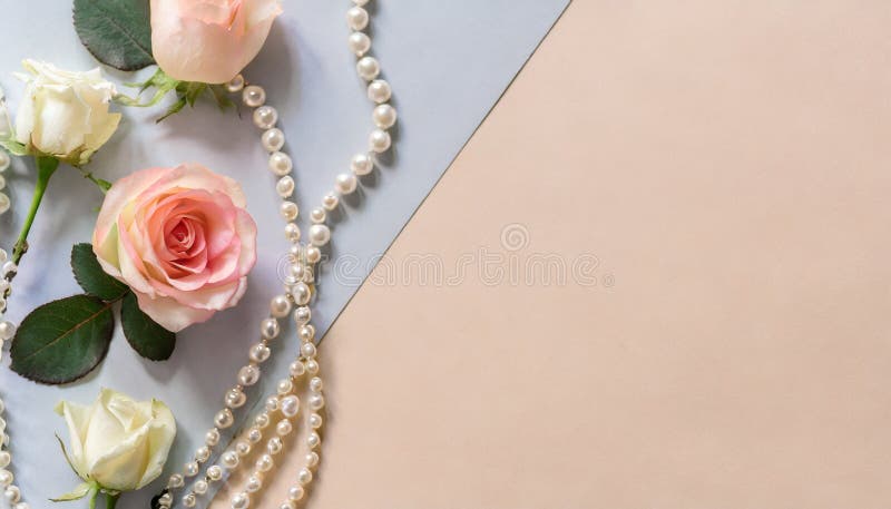 Roses and Pearls Background Stock Illustration - Illustration of ...