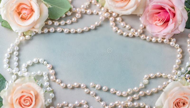 Roses and Pearls Background Stock Illustration - Illustration of ...