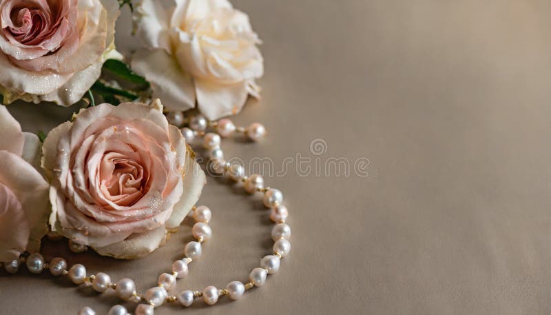 Roses and Pearls Background Stock Illustration - Illustration of ...