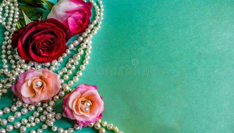 Roses and Pearls Background Stock Illustration - Illustration of ...
