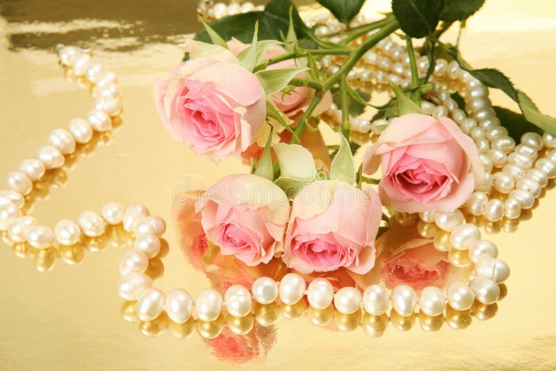 Roses and pearls stock photo. Image of beads, pearls - 32112490