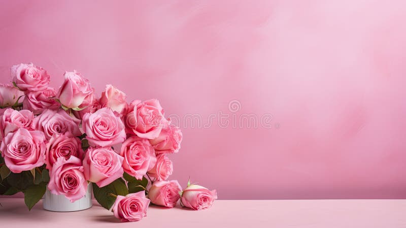 Roses Pink Solid Background Stock Illustration - Illustration of decor ...