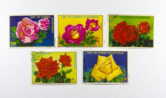 Roses Postage Stamps editorial stock photo. Image of collecting - 13364018