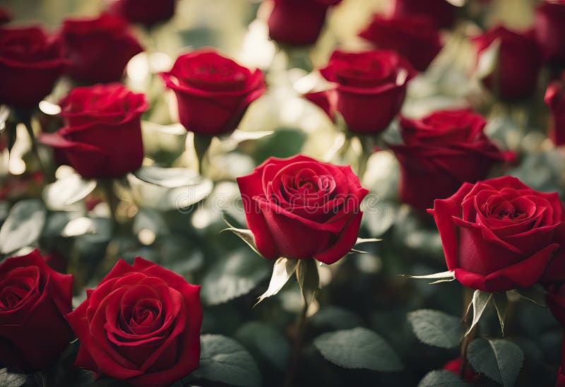 Roses Red Background Natural Stock Illustration - Illustration of petal ...