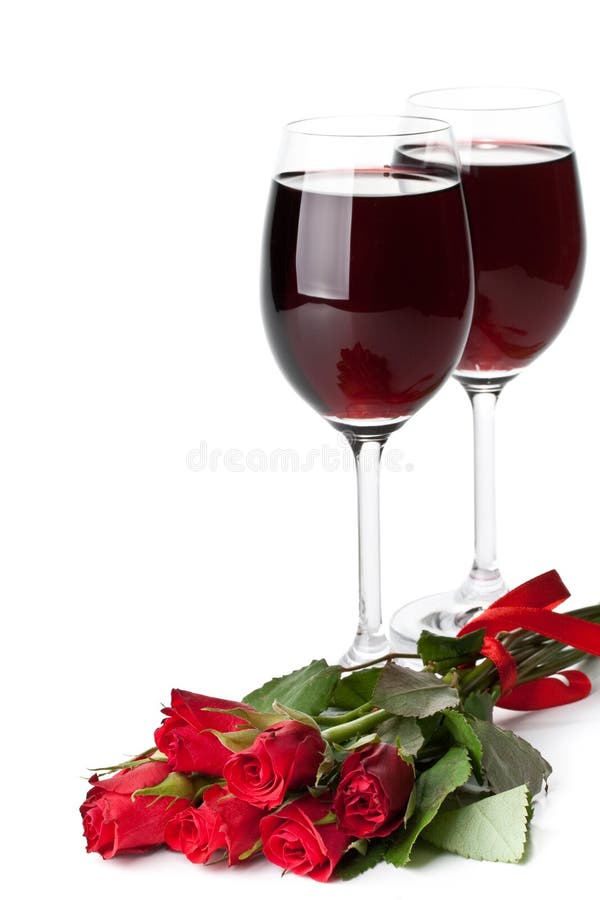 Beautiful, Romantic Valentines Roses and Wine Stock Photo - Image of ...