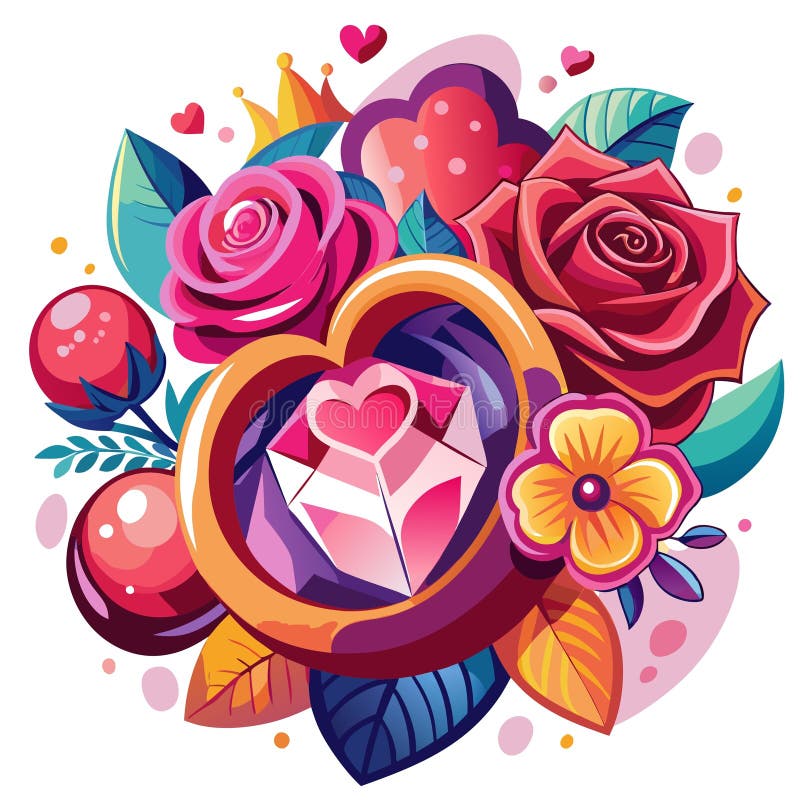 Roses Ring in Valentine Day with Love Mind Background Abstract Graphic ...