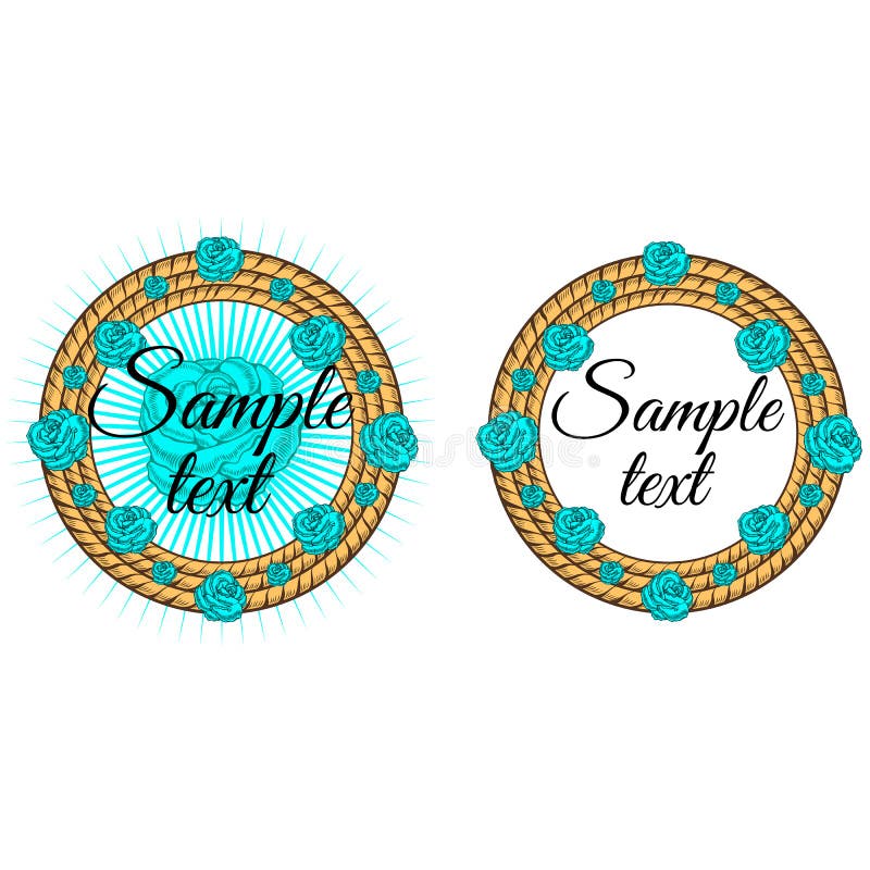 Roses and rope frames stock vector. Illustration of painting - 99269859