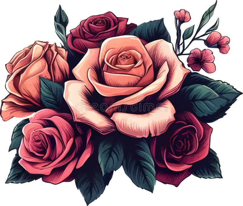 Roses, Roses Bundle Vector Illustration Stock Vector - Illustration of ...