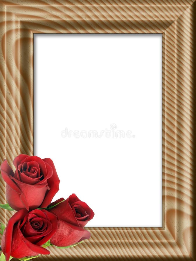 Roses Rouges Sur Un Cadre En Bois Illustration Stock - Illustration du ...
