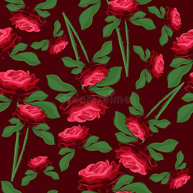 Roses seamless pattern. stock vector. Illustration of painted - 247661139