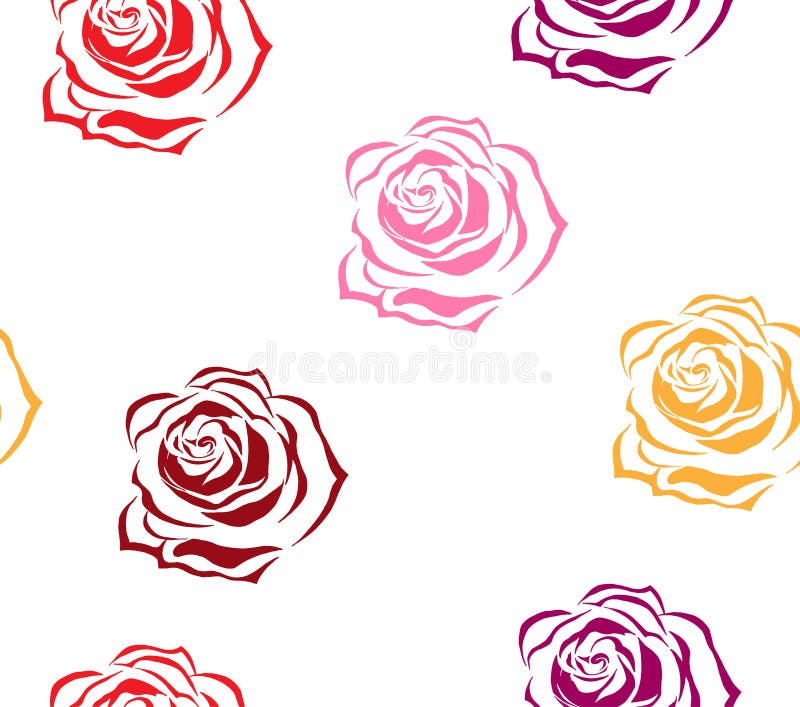 Roses Seamless Pattern. Vector Illustration Rosebuds Seamless Pattern ...